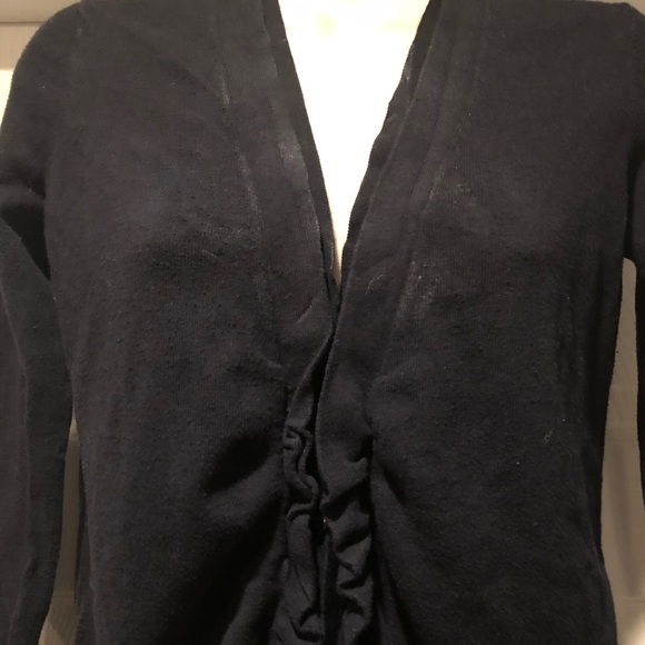 LOFT | Sweaters | Loft Petites Womens Navy Ruffled Cardigan | Poshmark